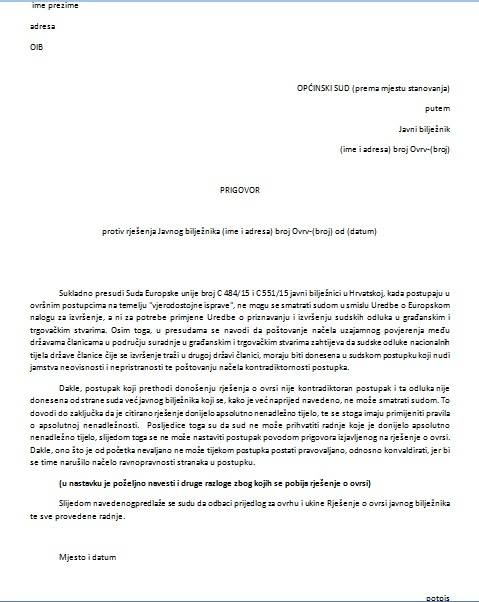 Blokirani u borbi: Evo vam predložak za prigovor za ukidanje ovrhe koju ...